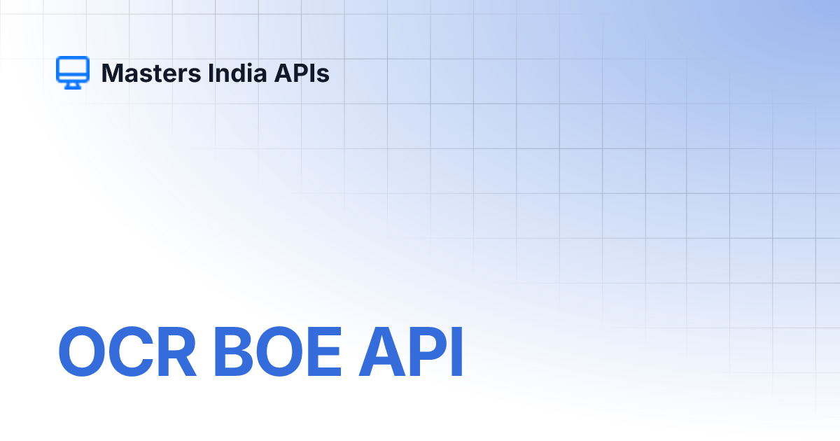 OCR BOE API | Masters India APIs