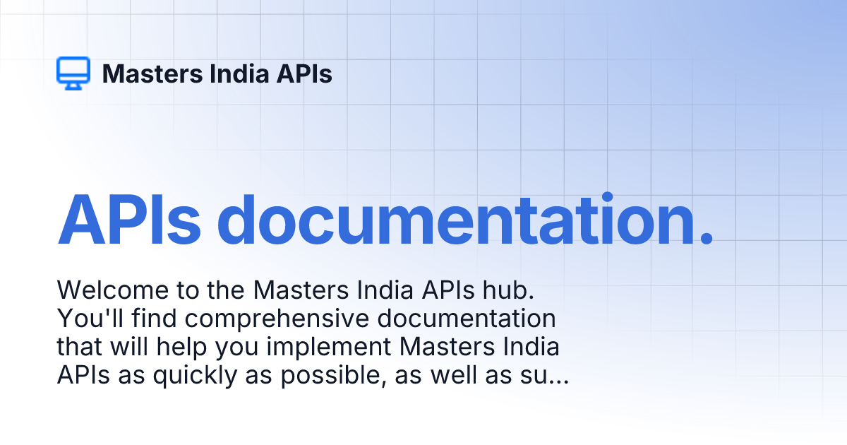 APIs documentation. | Masters India APIs